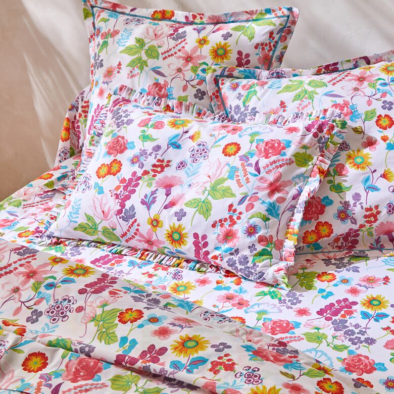 Linge de lit Kelly en coton imprimé floral, blanc | Blancheporte