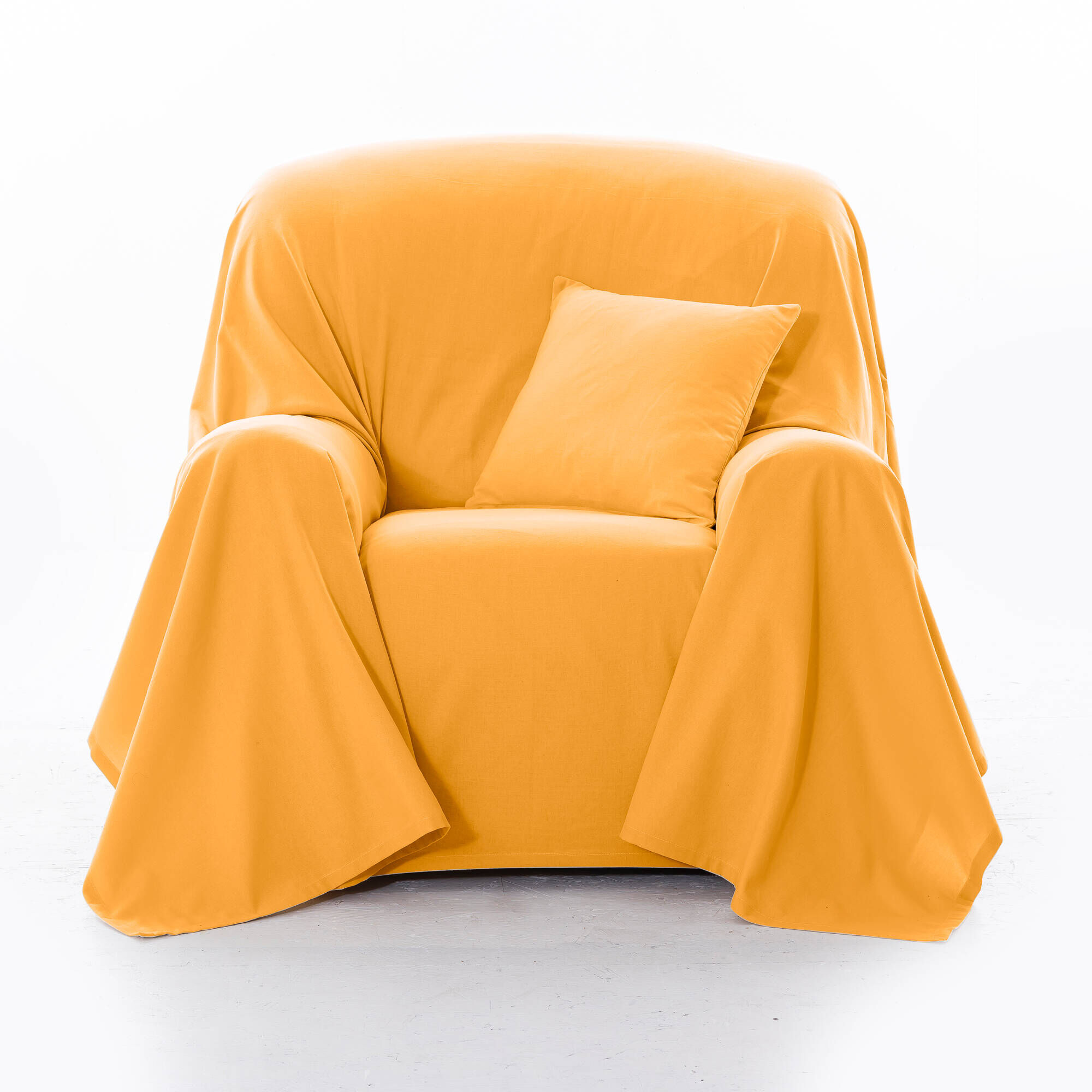 Jeté canapé coton bachette uni, miel | Blancheporte