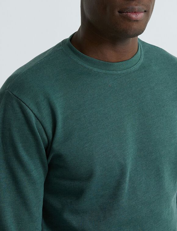 Sweat molleton col rond, vert foncé | Blancheporte