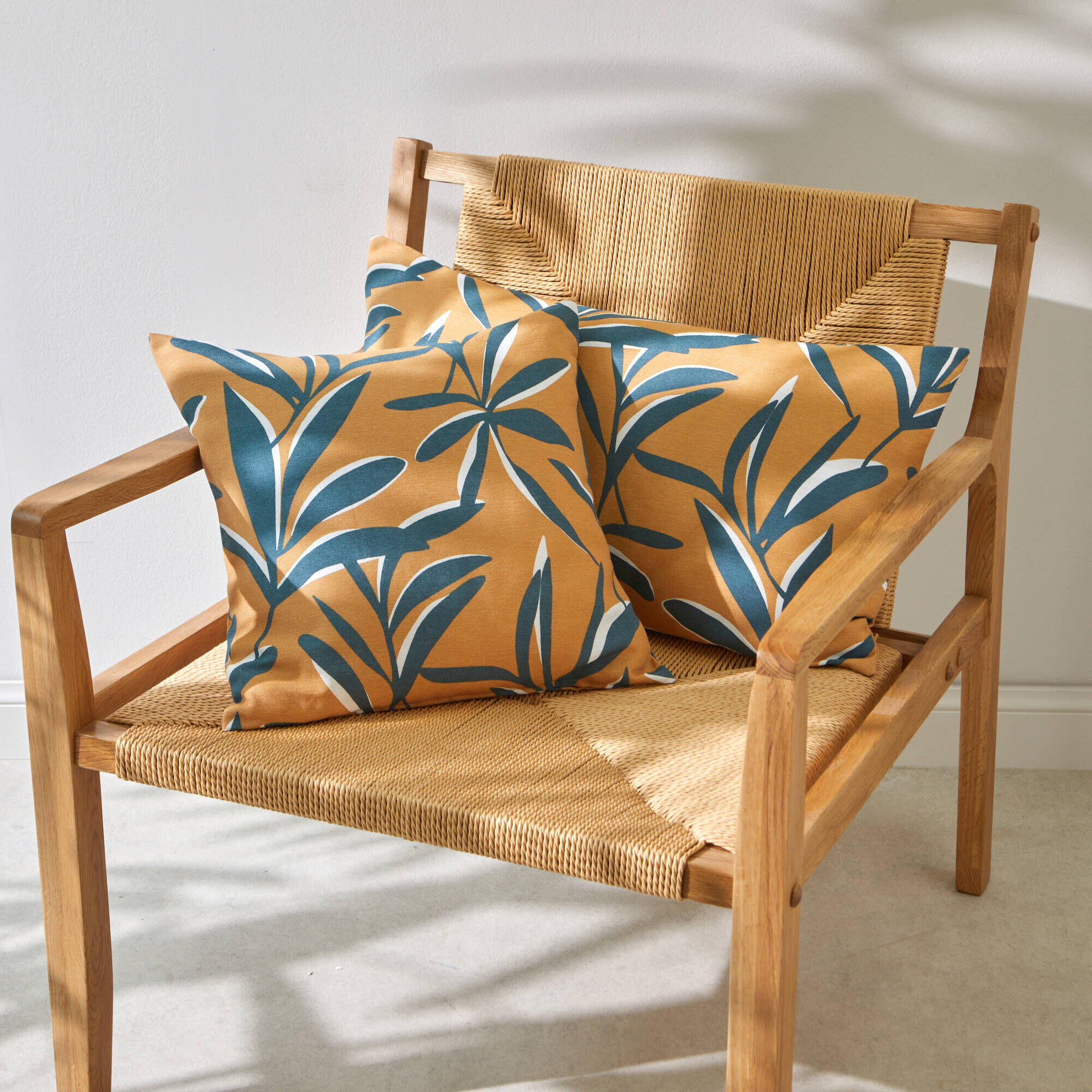 Housse de coussin imprimé feuillage, jaune | Blancheporte