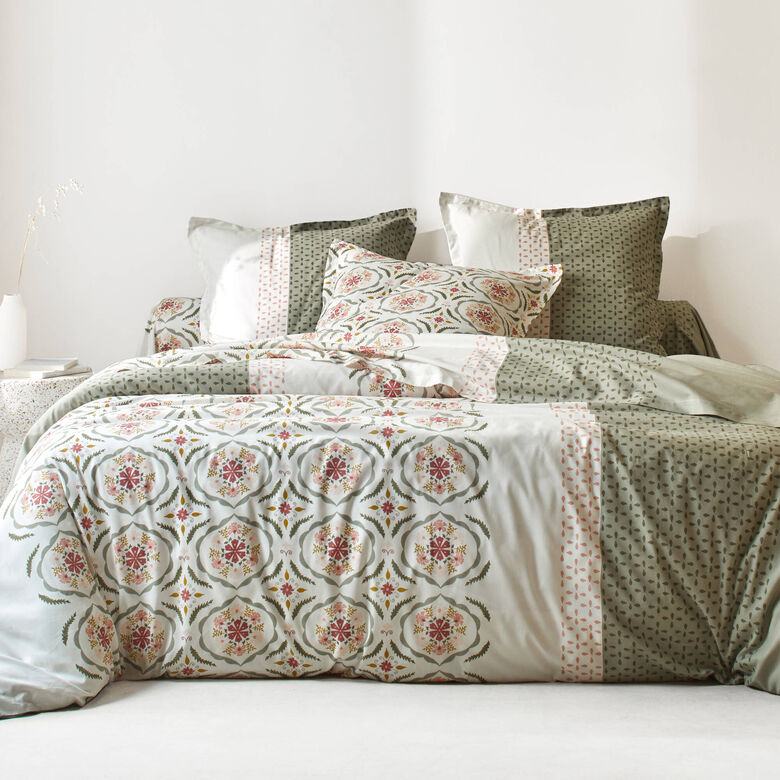 Linge de lit Christine en coton imprimé, grège | Blancheporte