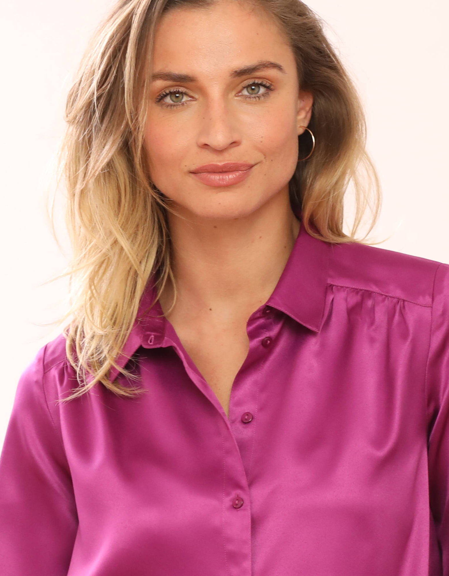 Chemise volume ample unie, satin, violine | Blancheporte