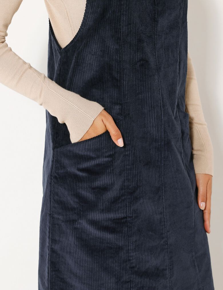 Robe chasuble évasée, velours côtelé, marine | Blancheporte