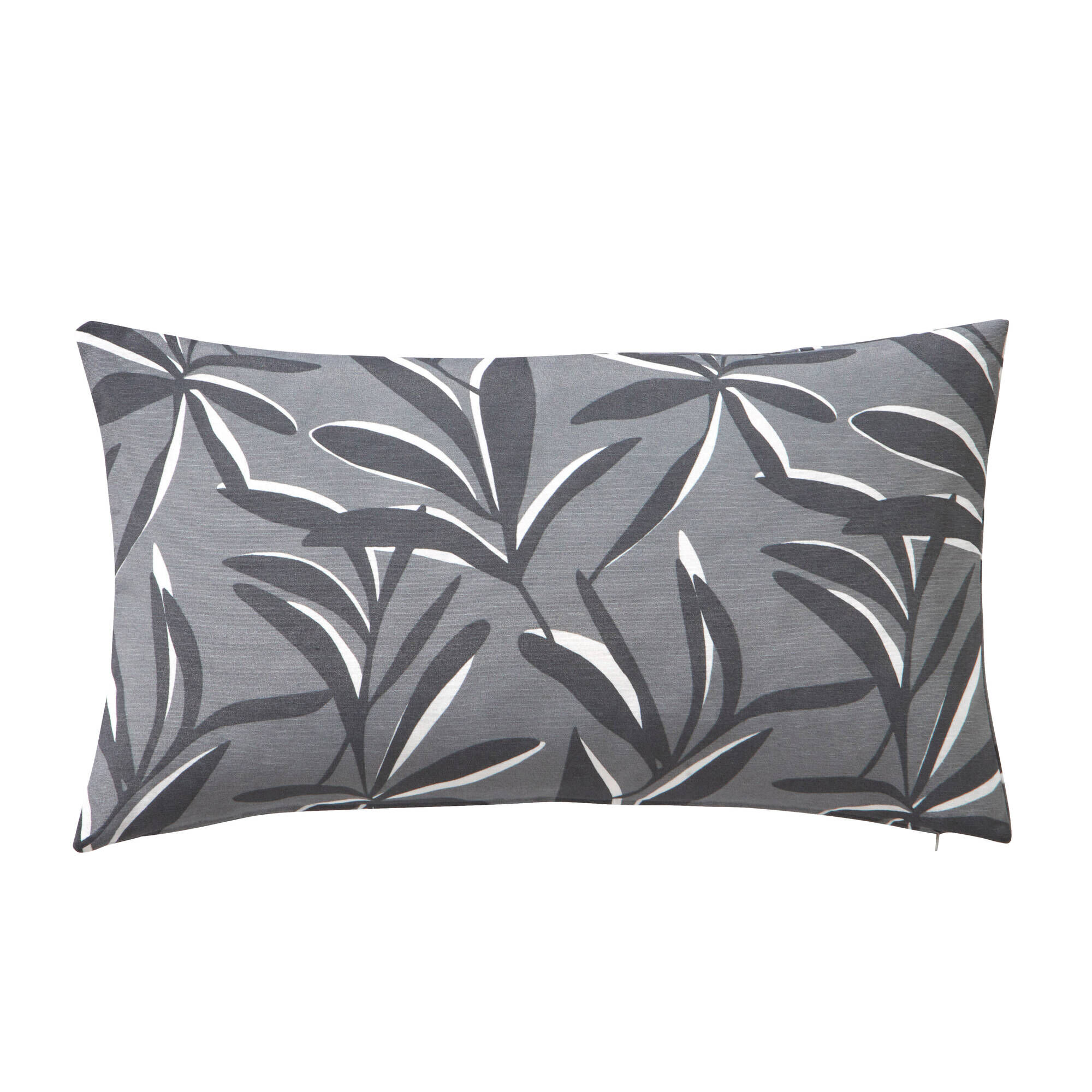 Housse de coussin imprimé feuillage, gris | Blancheporte