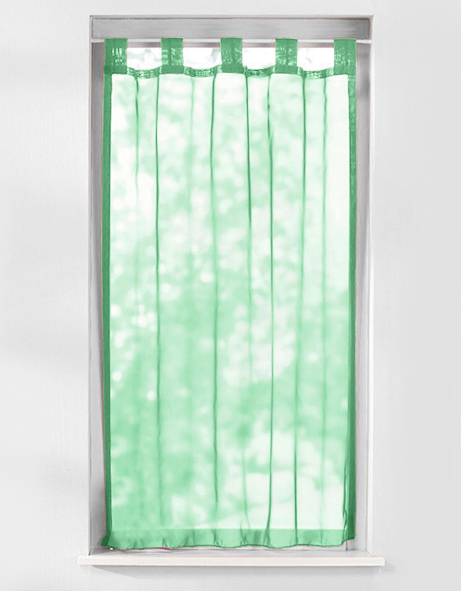 Vitrage droit voile uni finition pattes, vert | Blancheporte