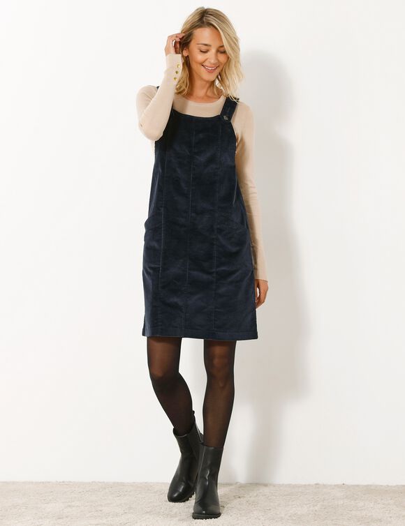 Robe chasuble évasée, velours côtelé, marine | Blancheporte