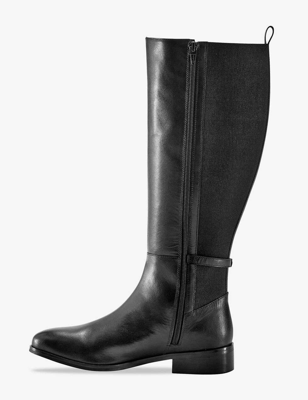 Bottes cavalières en cuir, spécial larges mollets, noir | Blancheporte