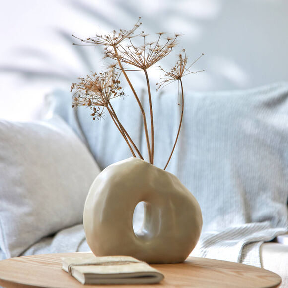 Vase forme organique - haut. 18 cm, grège | Blancheporte