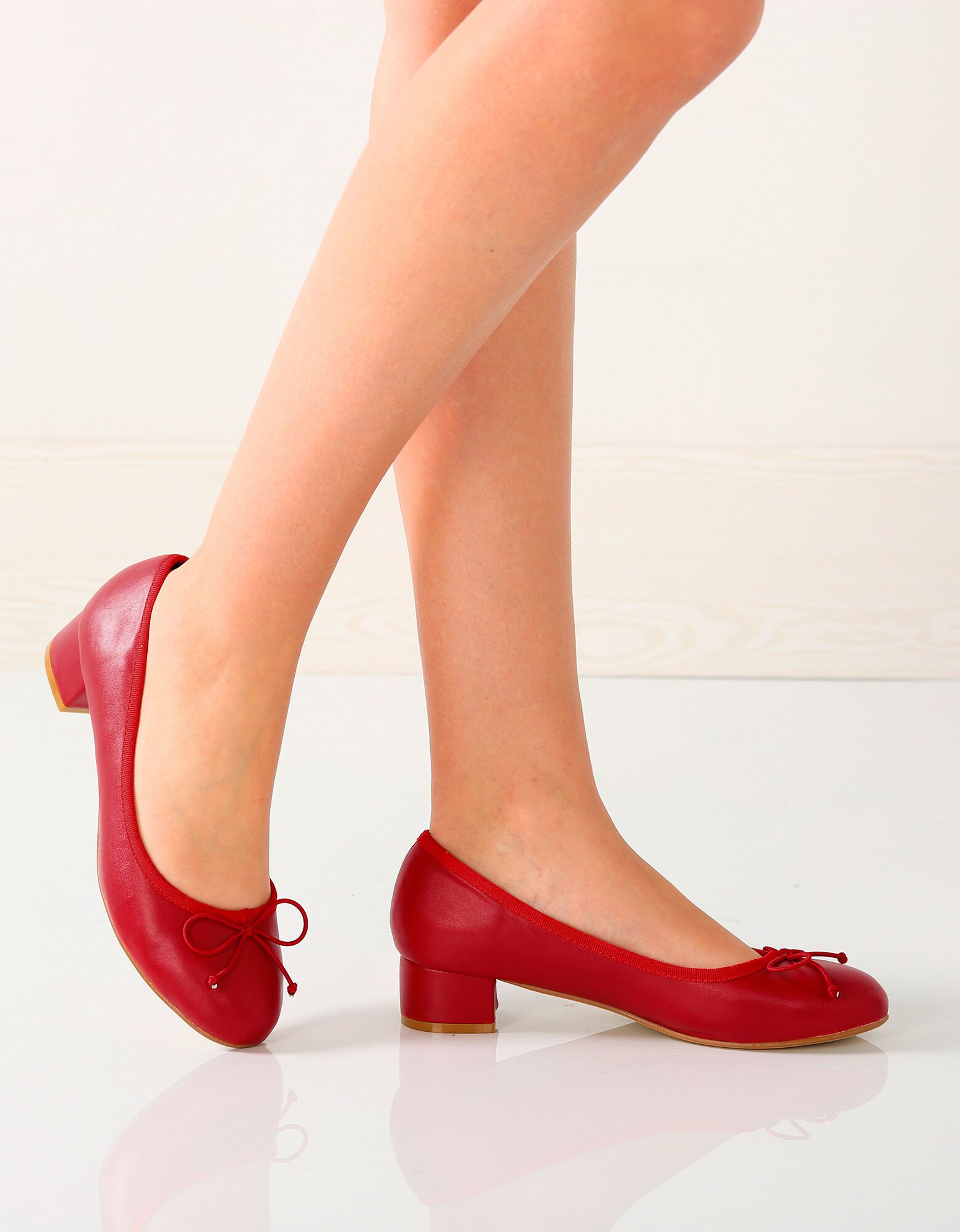 Ballerines petit talon, rouge foncé | Blancheporte