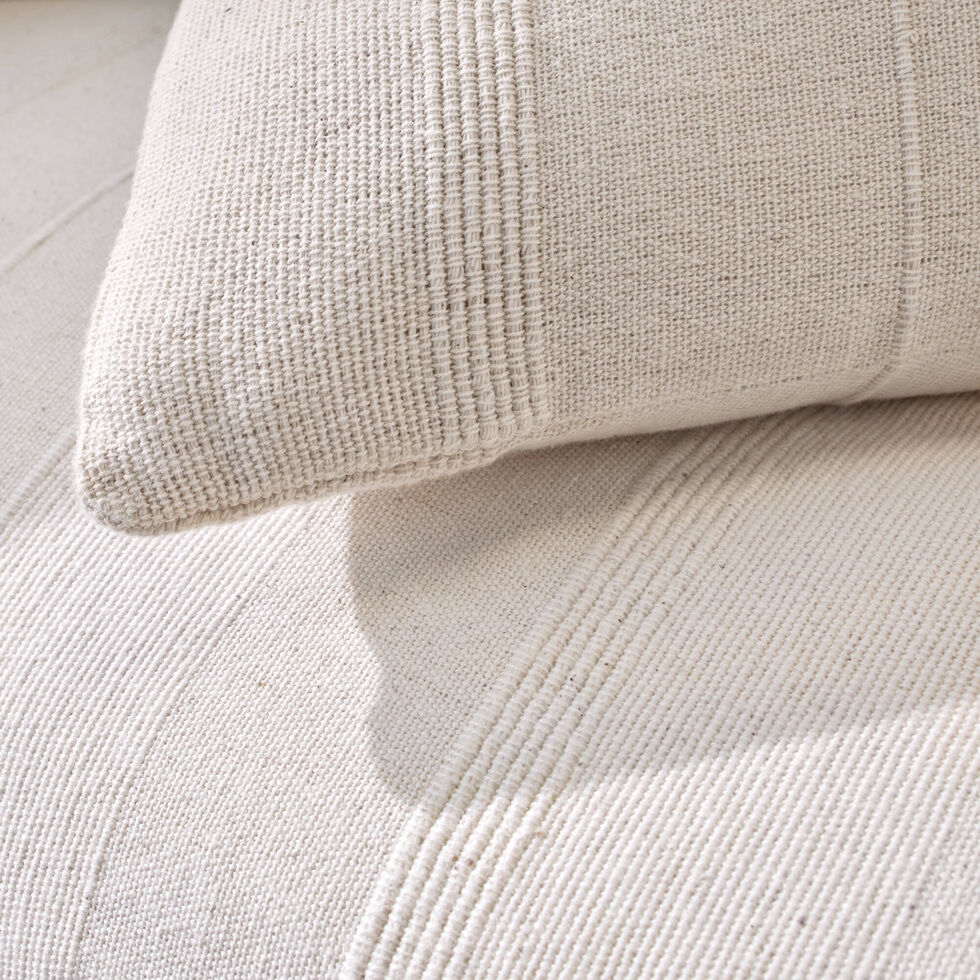 Plaid ou jeté uni coton tissage artisanal, écru | Blancheporte