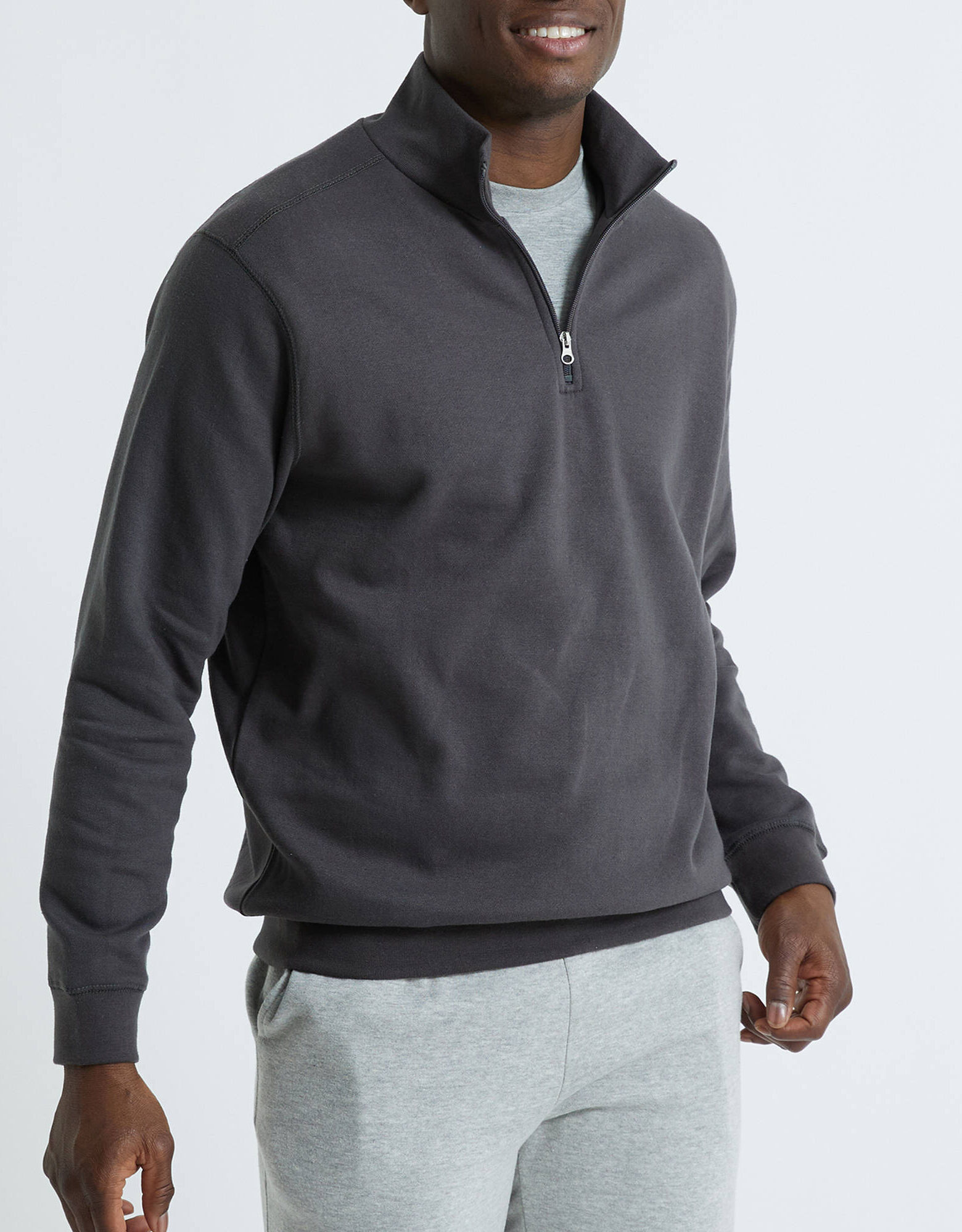 Sweat molleton col camionneur zippé, anthracite chiné | Blancheporte