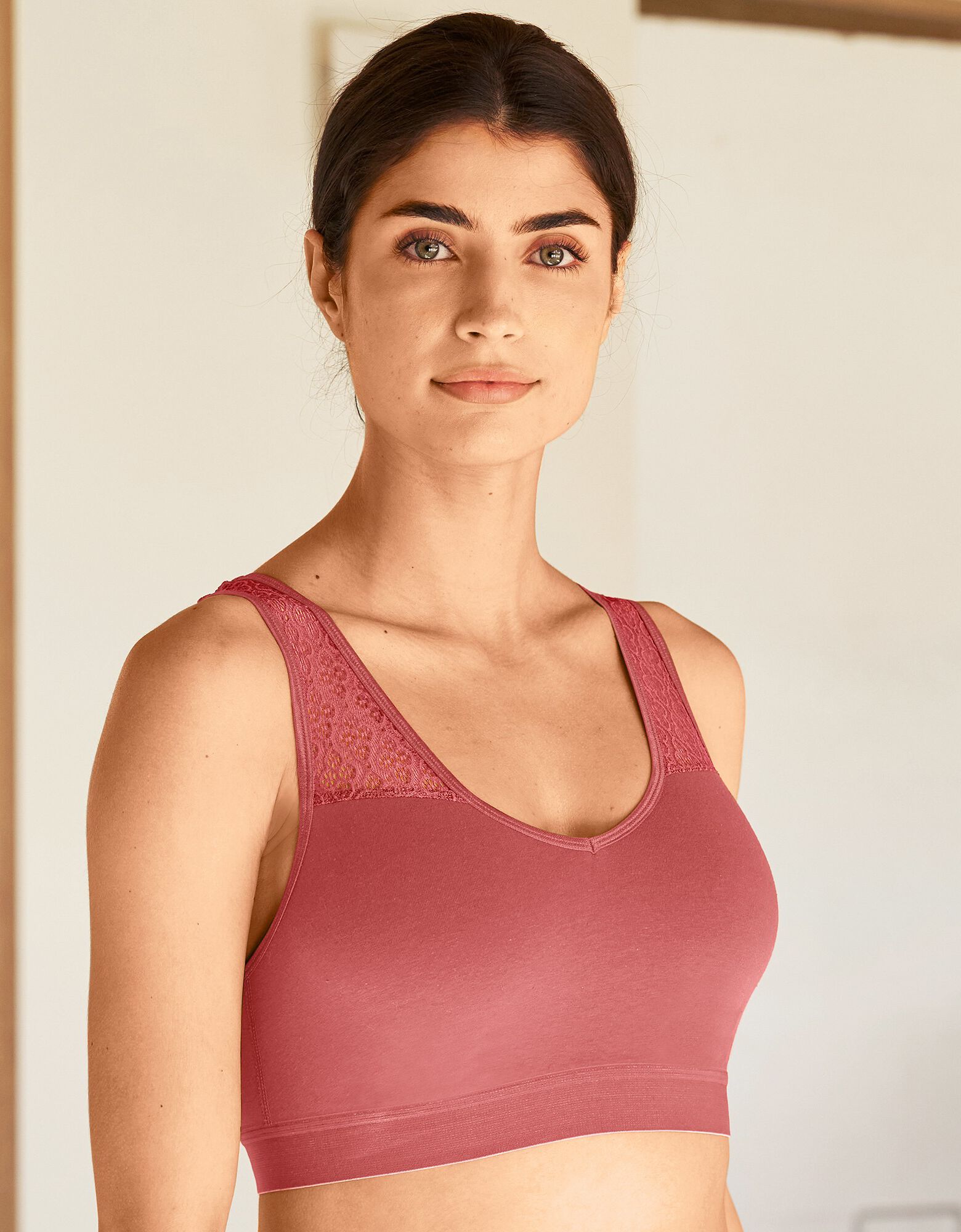 Soutien-gorge brassière coton dos dentelle - lot de 2, terracotta ...