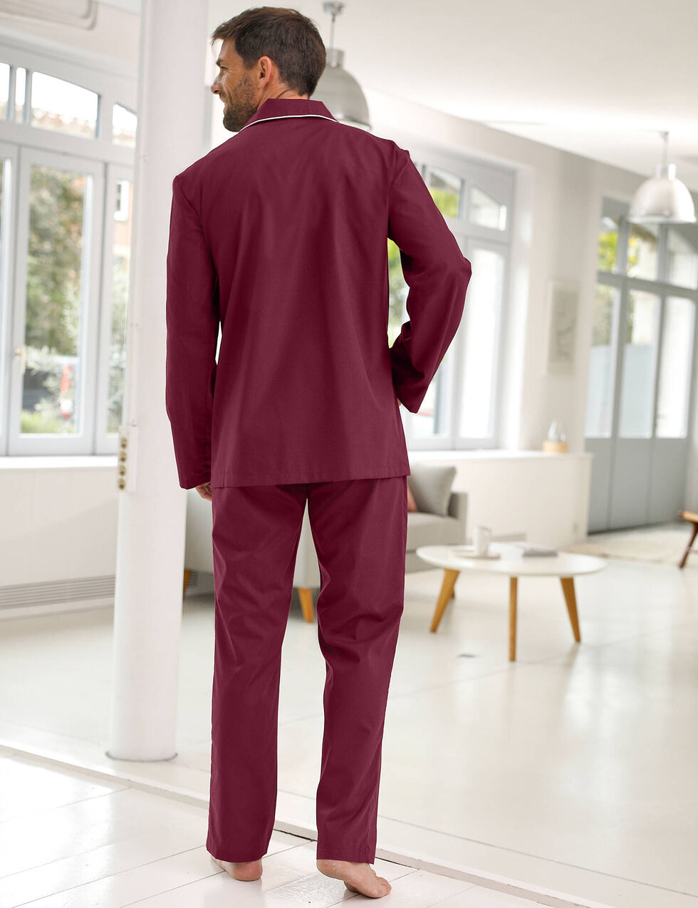 Pyjama uni popeline polyester/coton, bordeaux | Blancheporte