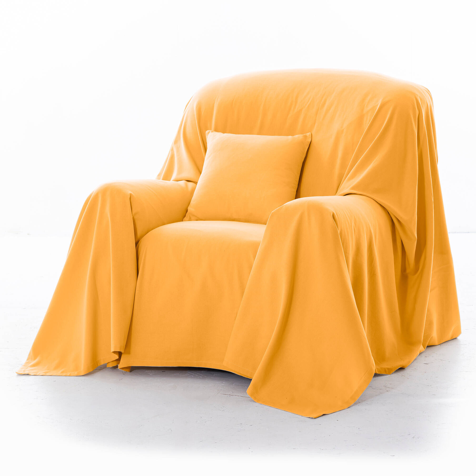 Jeté canapé coton bachette uni, miel | Blancheporte