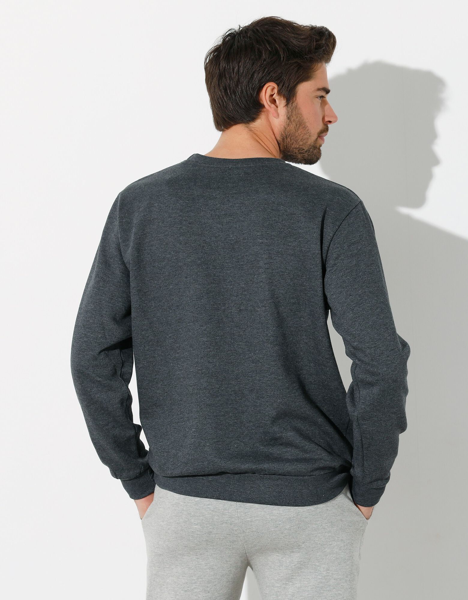 Sweat molleton col rond, anthracite chiné | Blancheporte