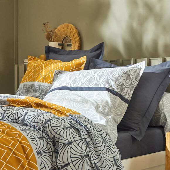 Linge de lit Eddy en coton à motifs graphiques, caramel | Blancheporte