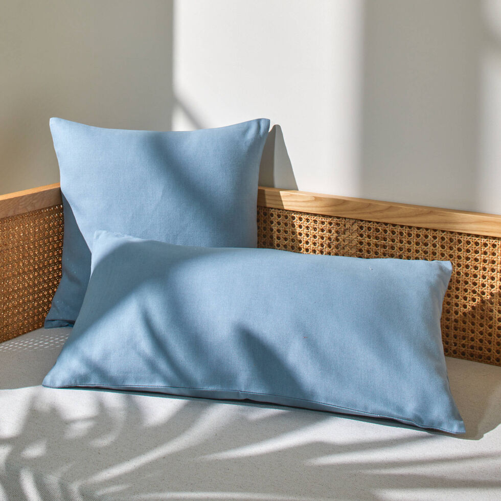 Housse de coussin unie bachette - lot de 2, bleu grisé | Blancheporte