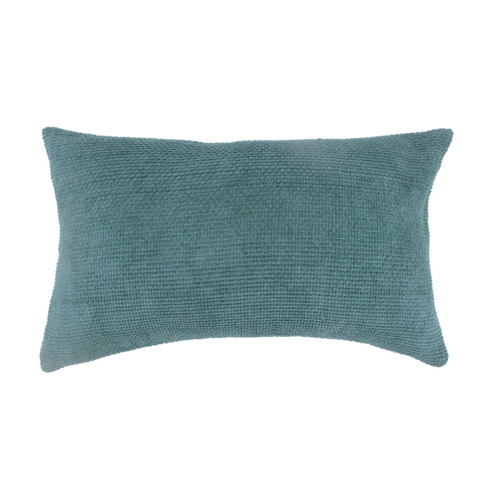 Coussin rectangulaire uni, velours chenille, bleu | Blancheporte