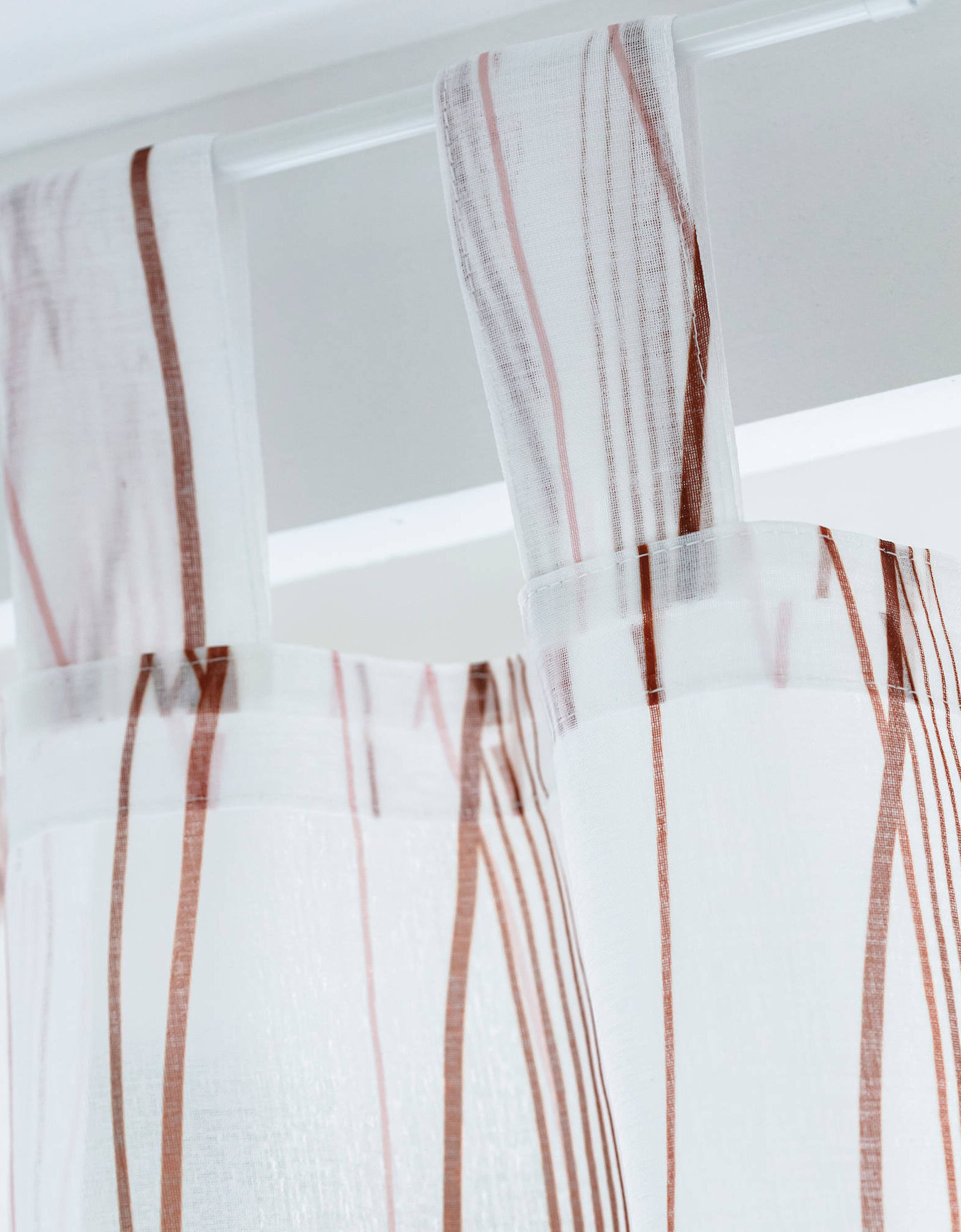 Vitrage voile imprimé vagues finition pattes, terracotta | Blancheporte