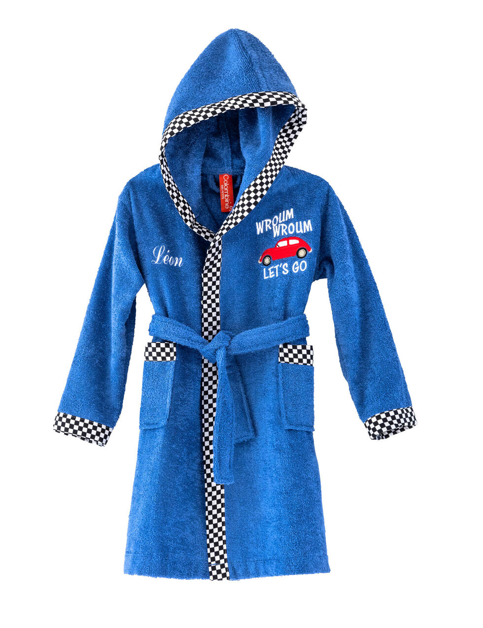Peignoir de bain enfant à capuche voiture personnalisable éponge coton ...