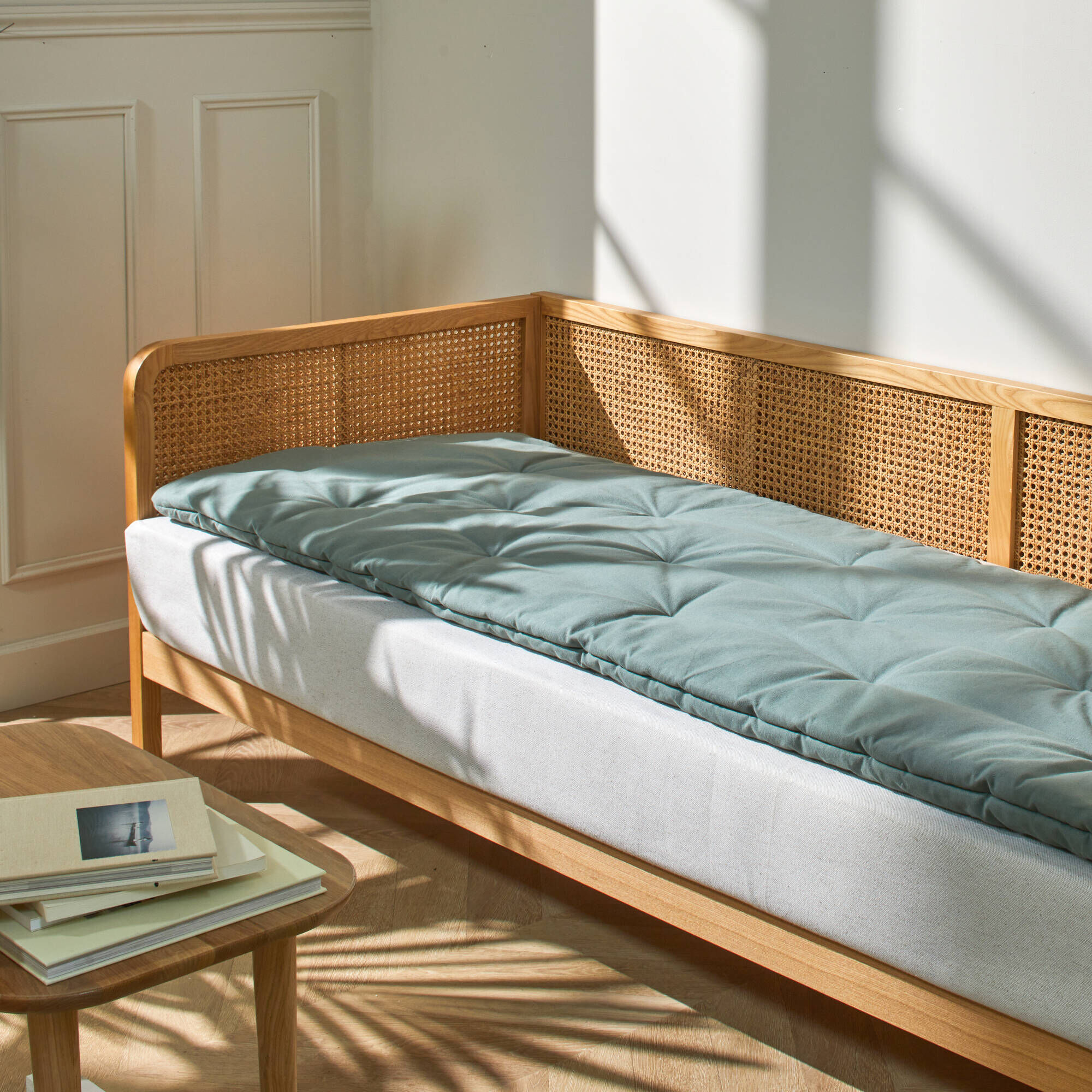 Long coussin uni d'assise de canapé, eucalyptus | Blancheporte