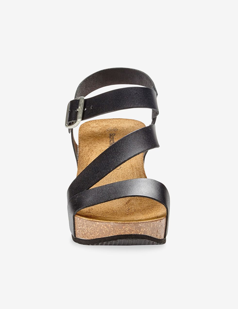 Sandales compensées cuir semelle liège - noir, noir | Blancheporte