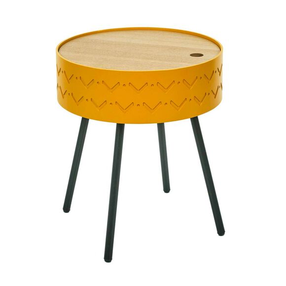 Table d’appoint-coffre déco - pieds métal, jaune | Blancheporte