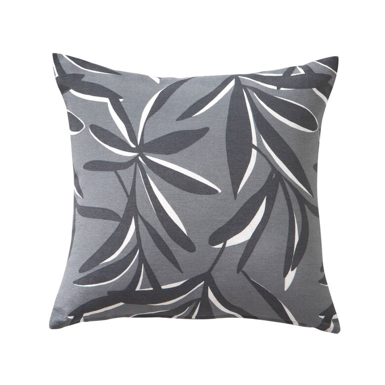 Housse de coussin imprimé feuillage, gris | Blancheporte