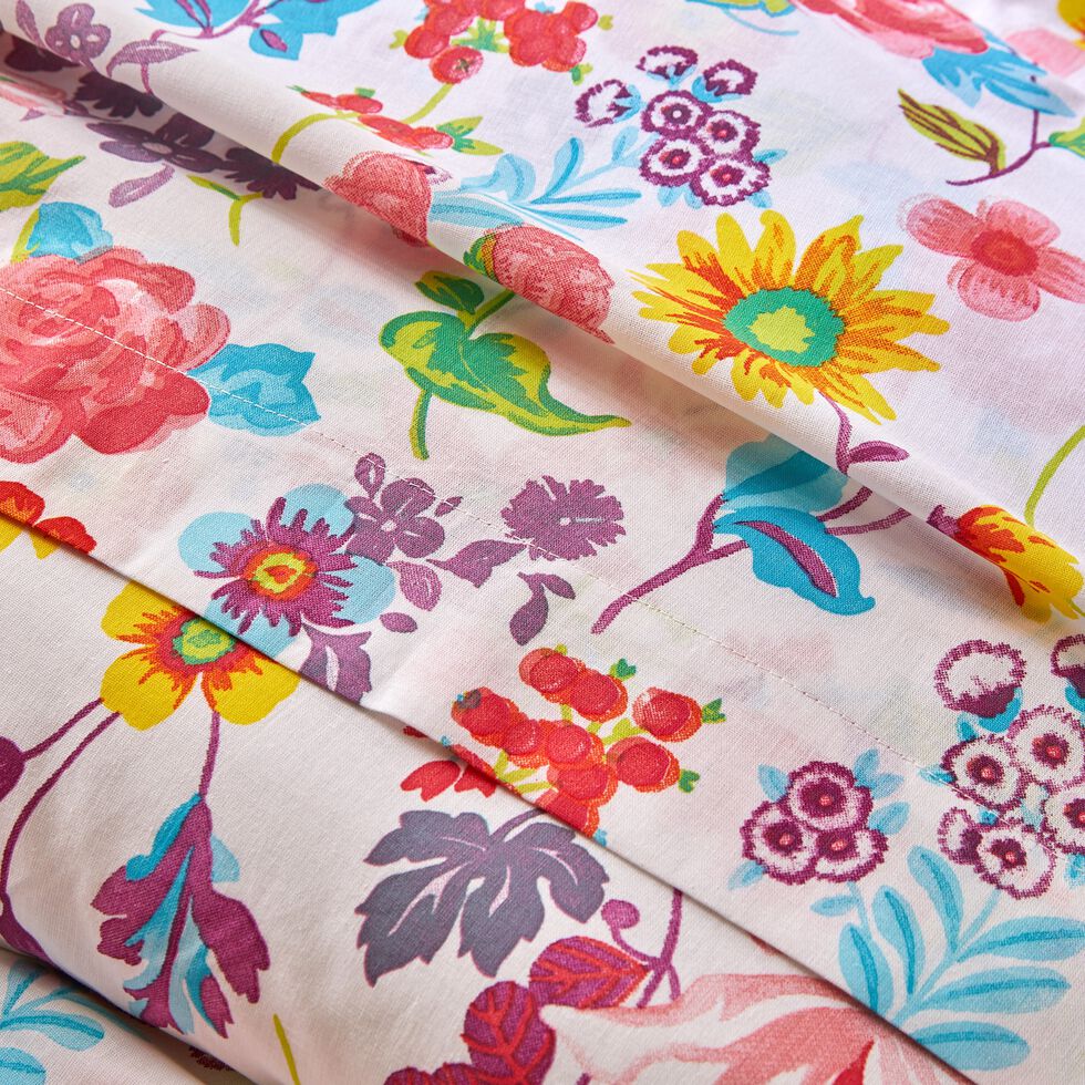 Linge de lit Kelly en coton imprimé floral, blanc | Blancheporte