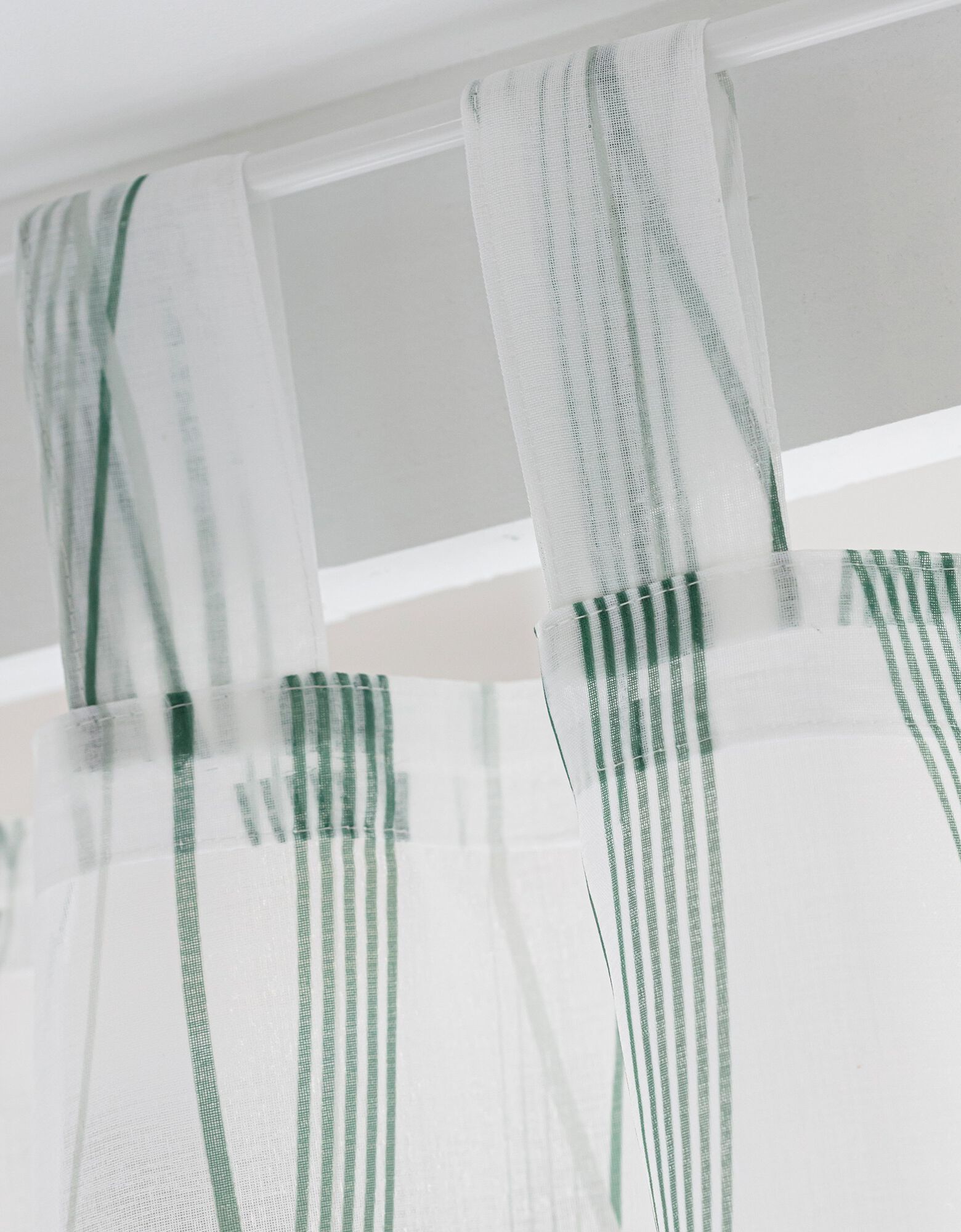 Vitrage voile imprimé vagues finition pattes, vert | Blancheporte