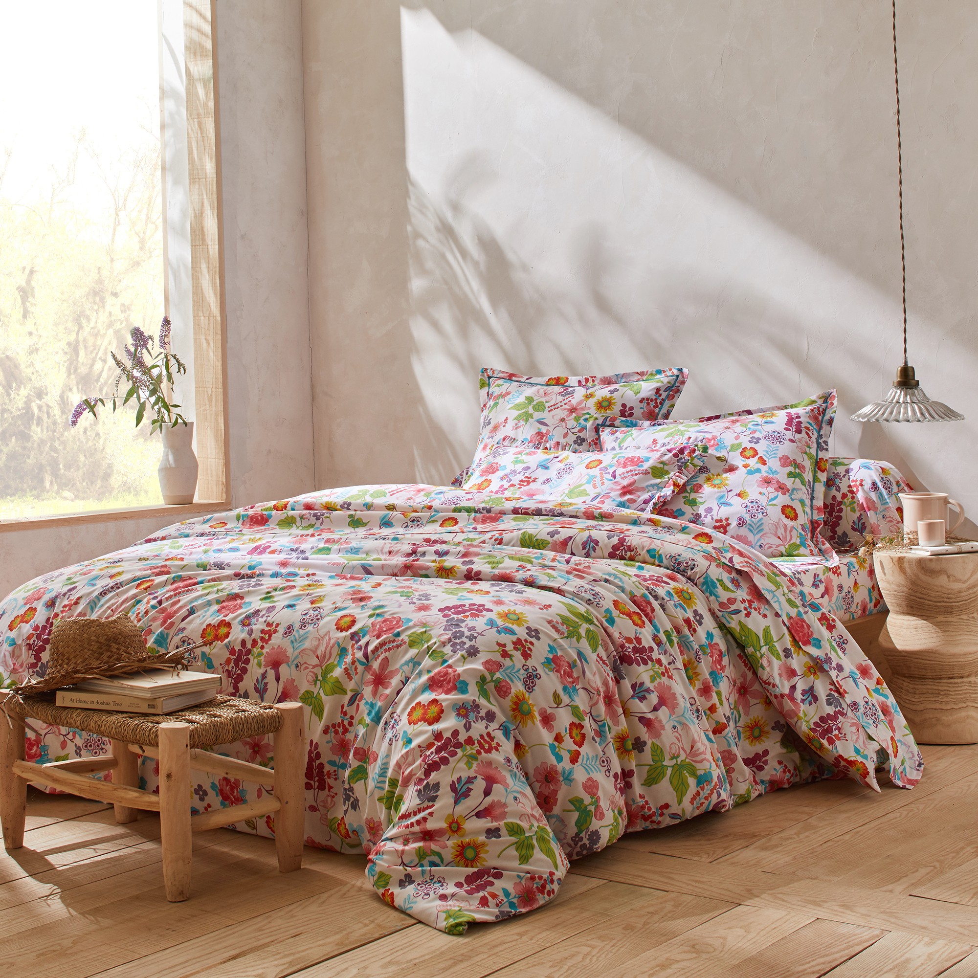Linge de lit Kelly en coton imprimé floral, blanc | Blancheporte