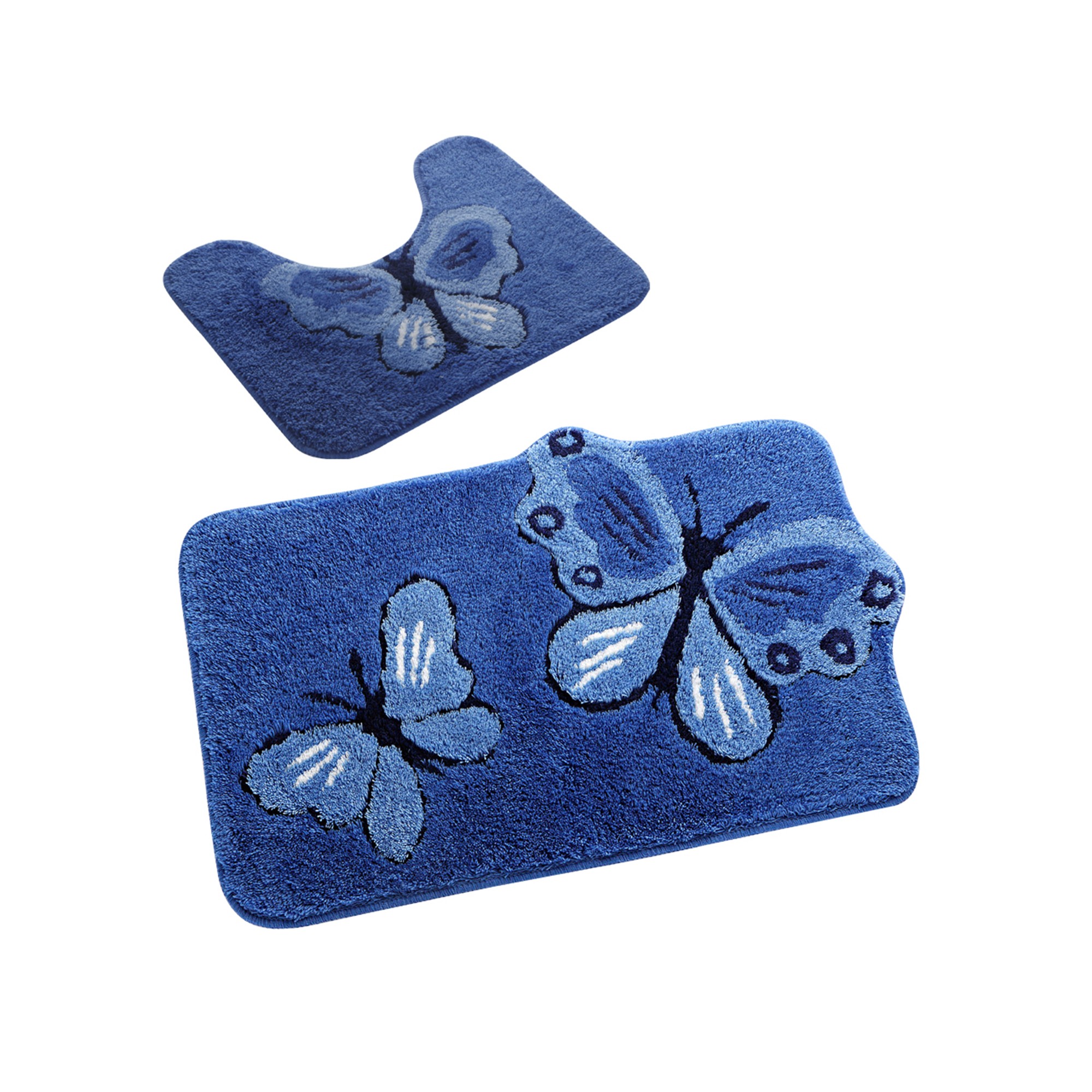 Tapis de bain fantaisie Papillons, bleu / bleu dur | Blancheporte