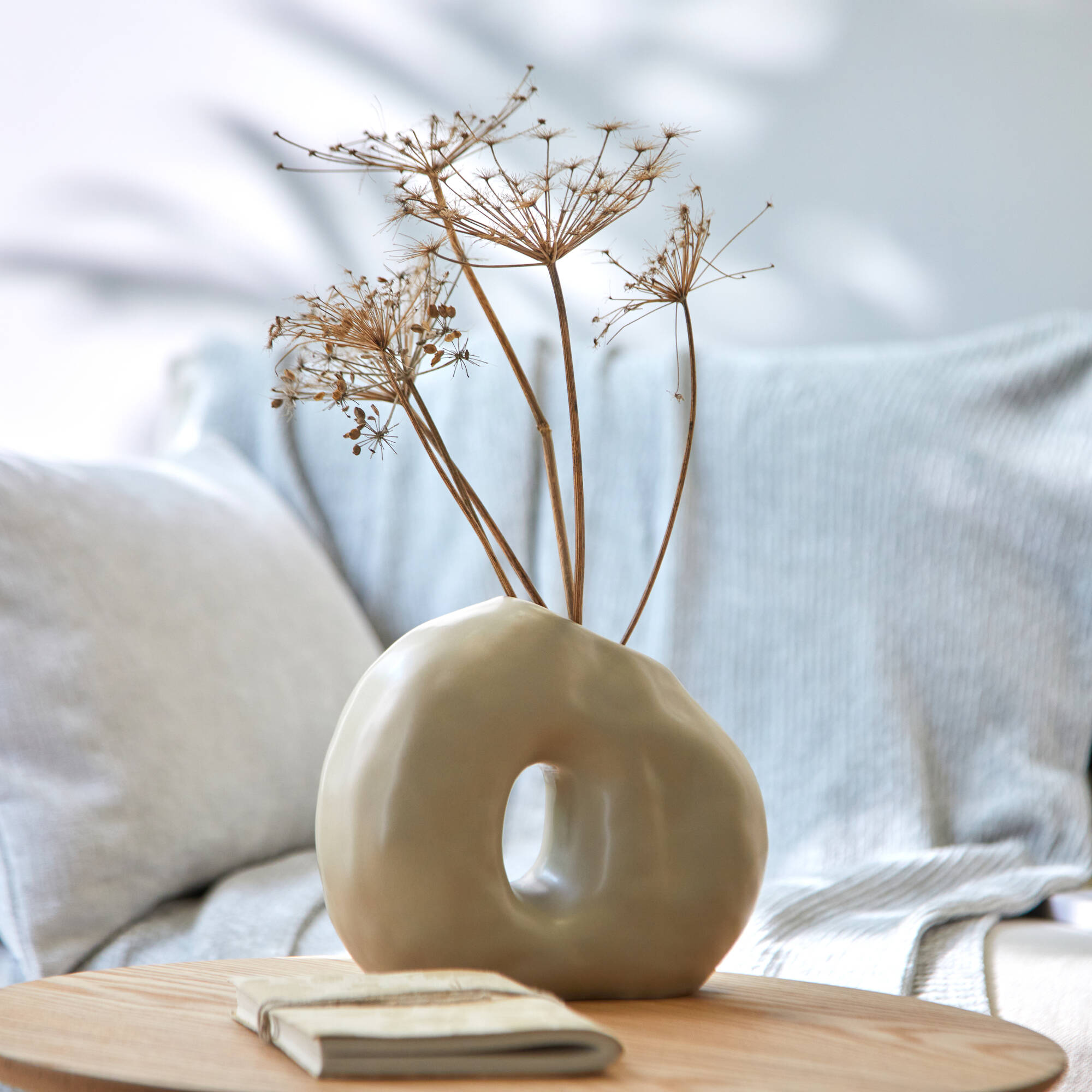 Vase forme organique - haut. 18 cm, grège | Blancheporte