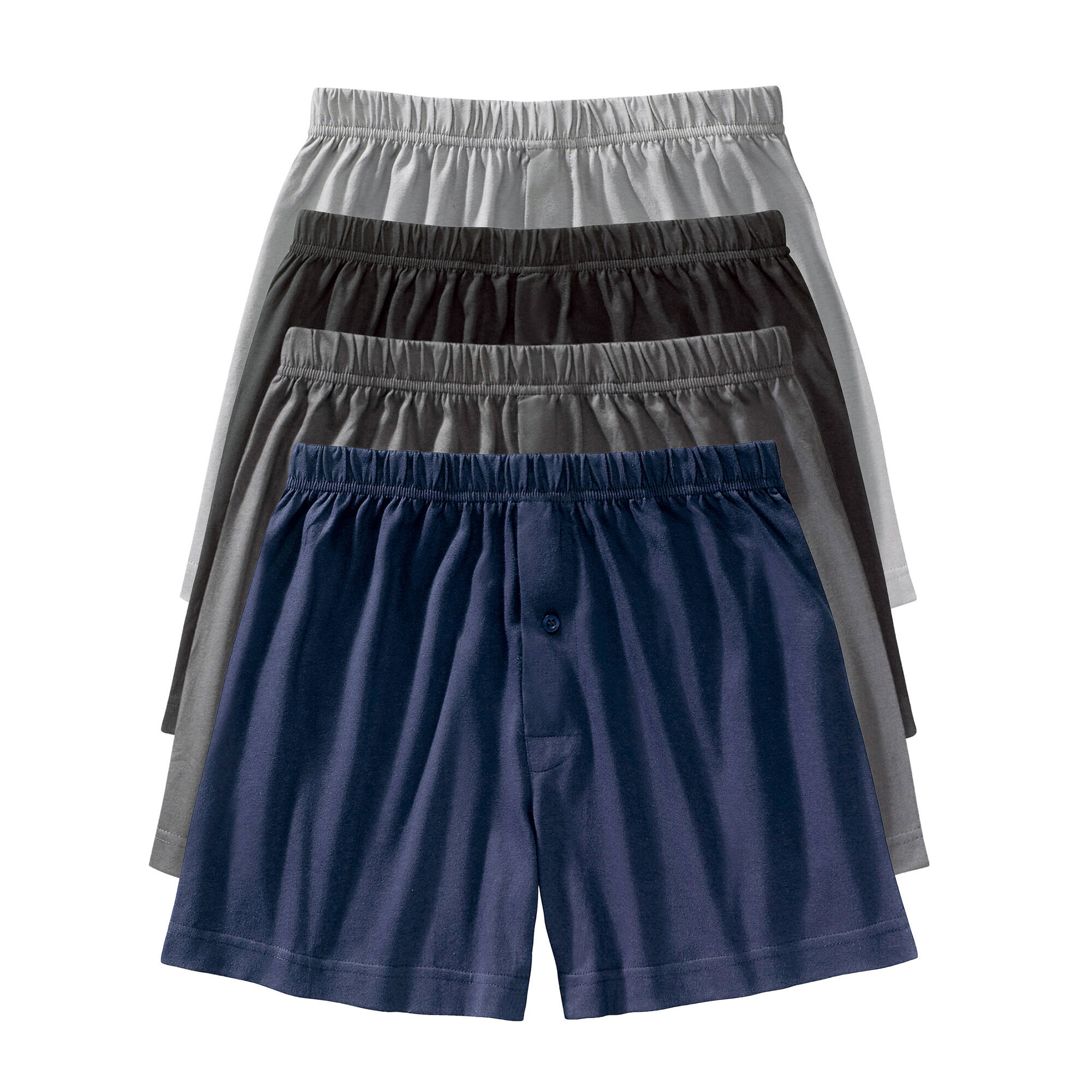 Caleçon flottant ouvert uni - lot de 4, gris + marine | Blancheporte